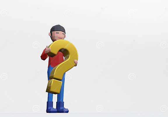 3d Render of Dummy Holding a Question Mark Stock Illustration ...