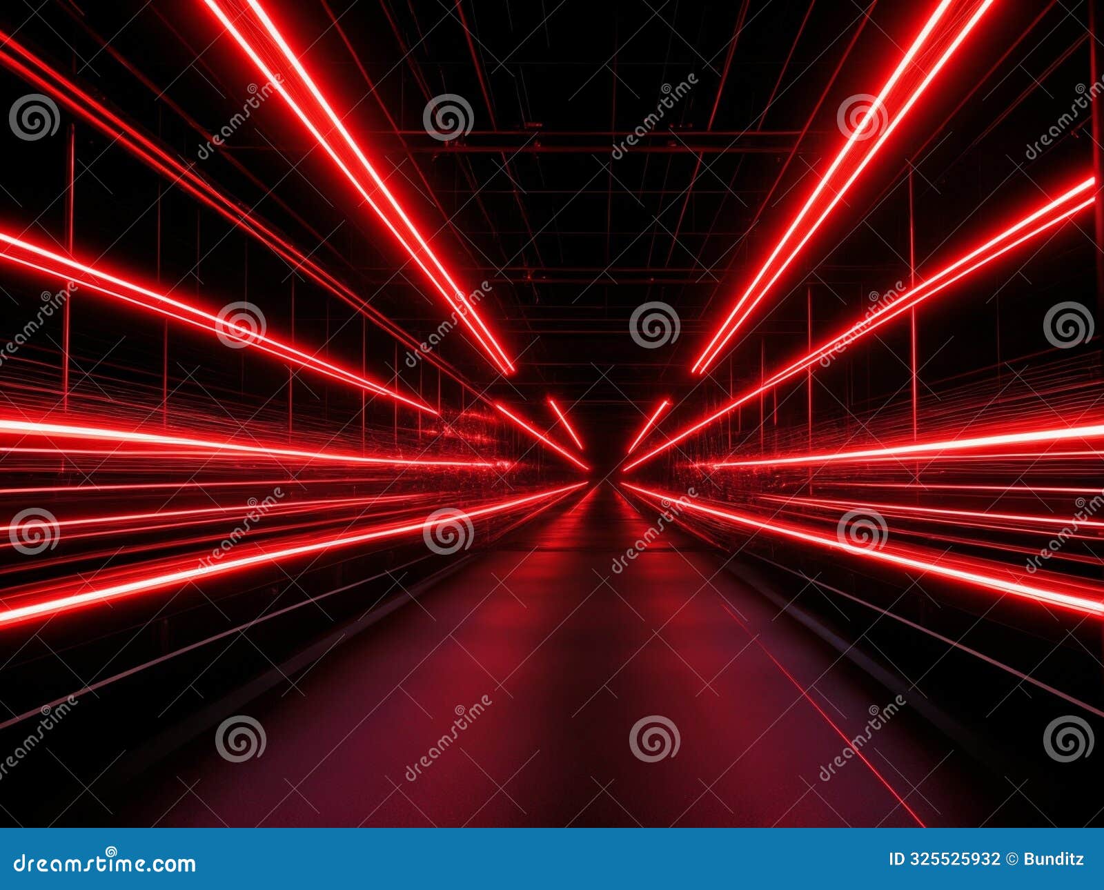 3D Render,dynamic Abstract Background,red Glowing Rods Shooting Forward ...