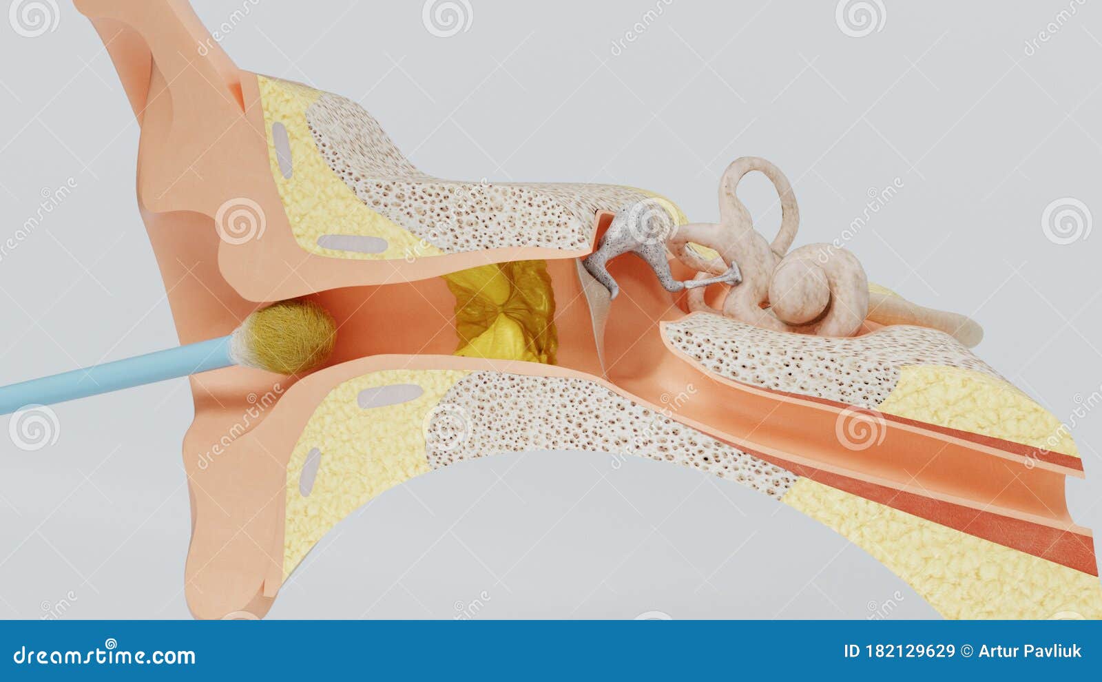 3d Render Ear Cleansing Earwax Ear Stick. 3d Illustration Stock ...