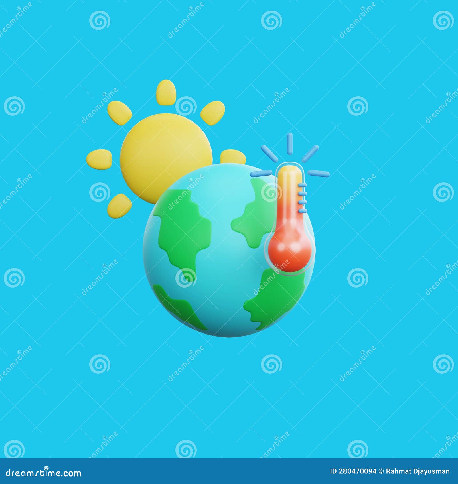 Earth Experiencing Extreme High Temperatures And A Thermometer Showing ...