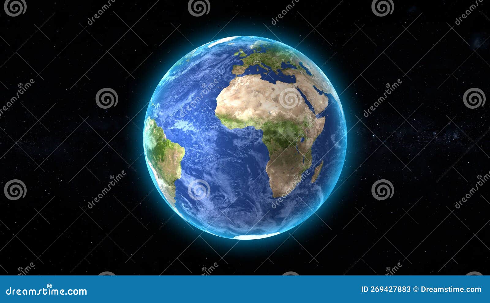 3d Render Earth Realistic Earth Planet. Star Cluster and Nebula in ...