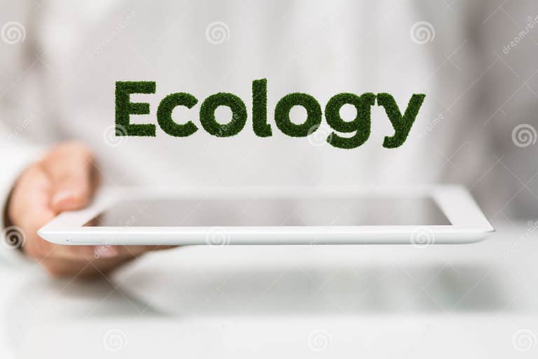 3d Render of Ecology on a Tablet in Hand Stock Image - Image of ...