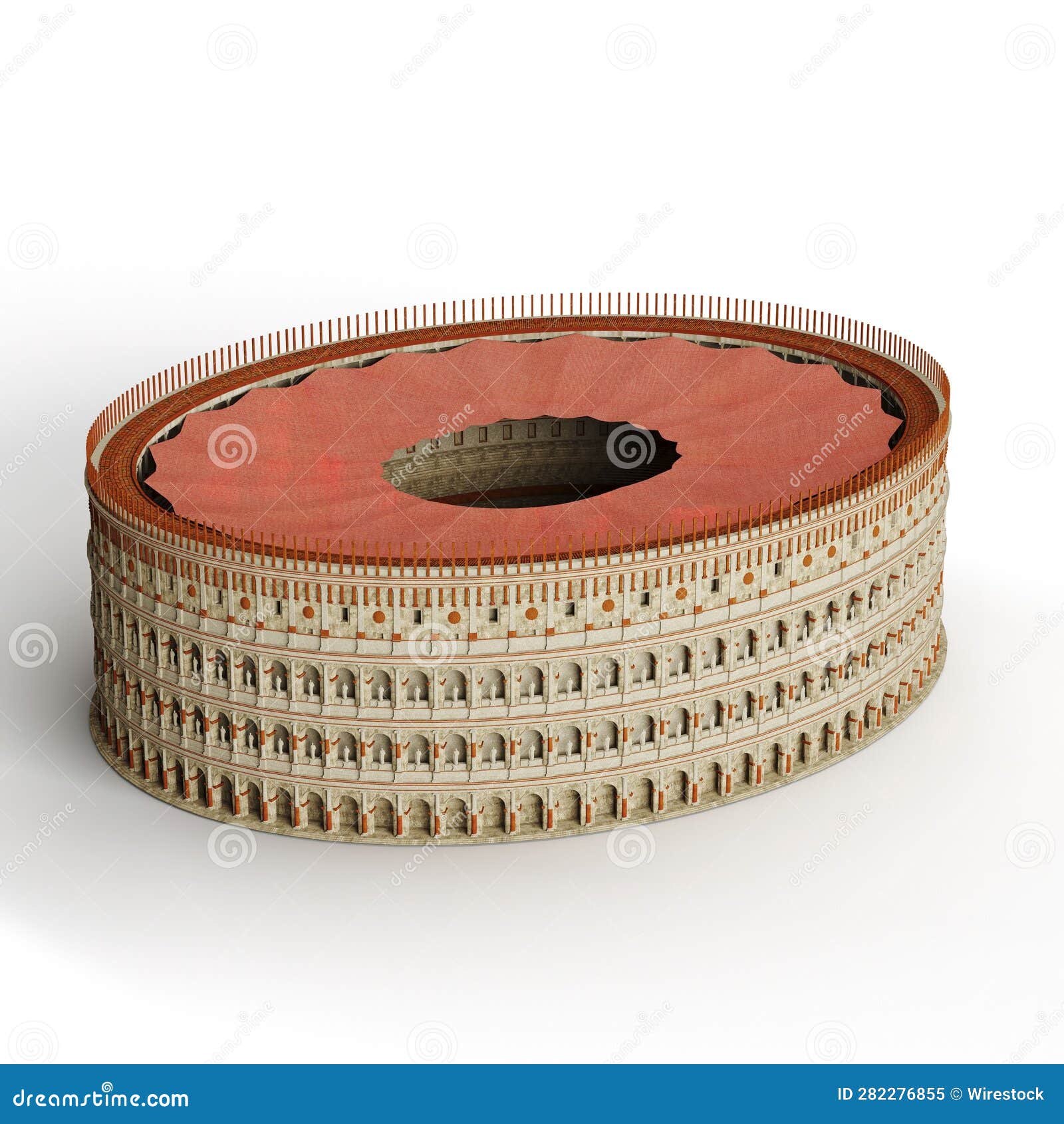 3D Render of an Elliptical Amphitheater Isolated on the White ...