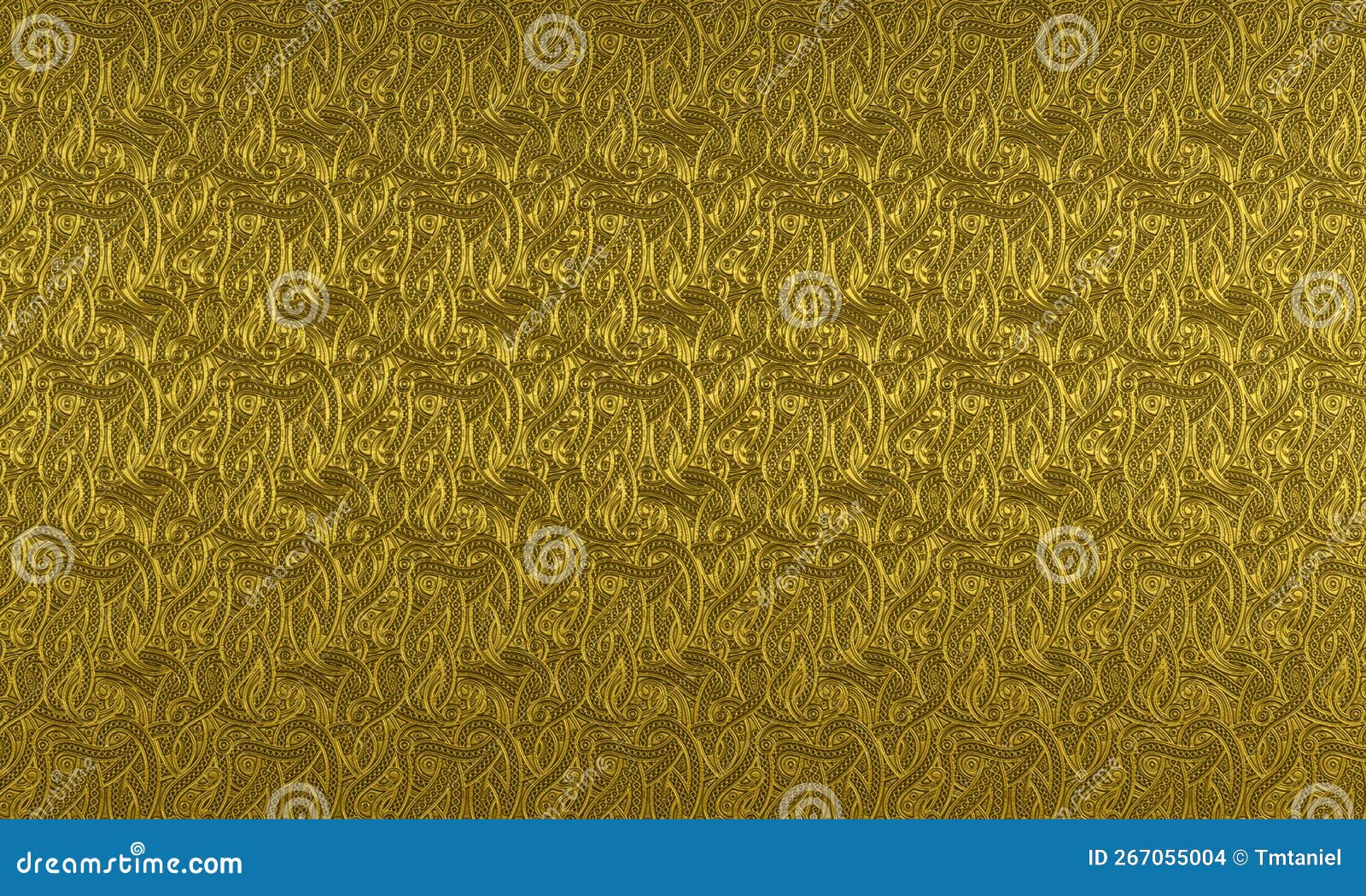 3D Render : Embossed Abstract Pattern Engraved on Gold Surface Stock ...