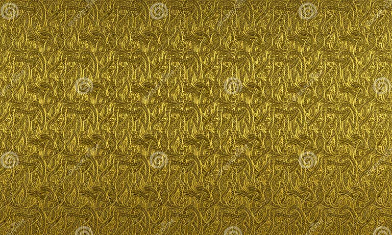3D Render : Embossed Abstract Pattern Engraved on Gold Surface Stock ...
