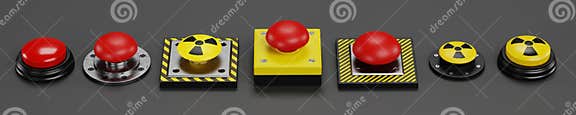 3D Render of Emergency Buttons Stock Illustration - Illustration of ...