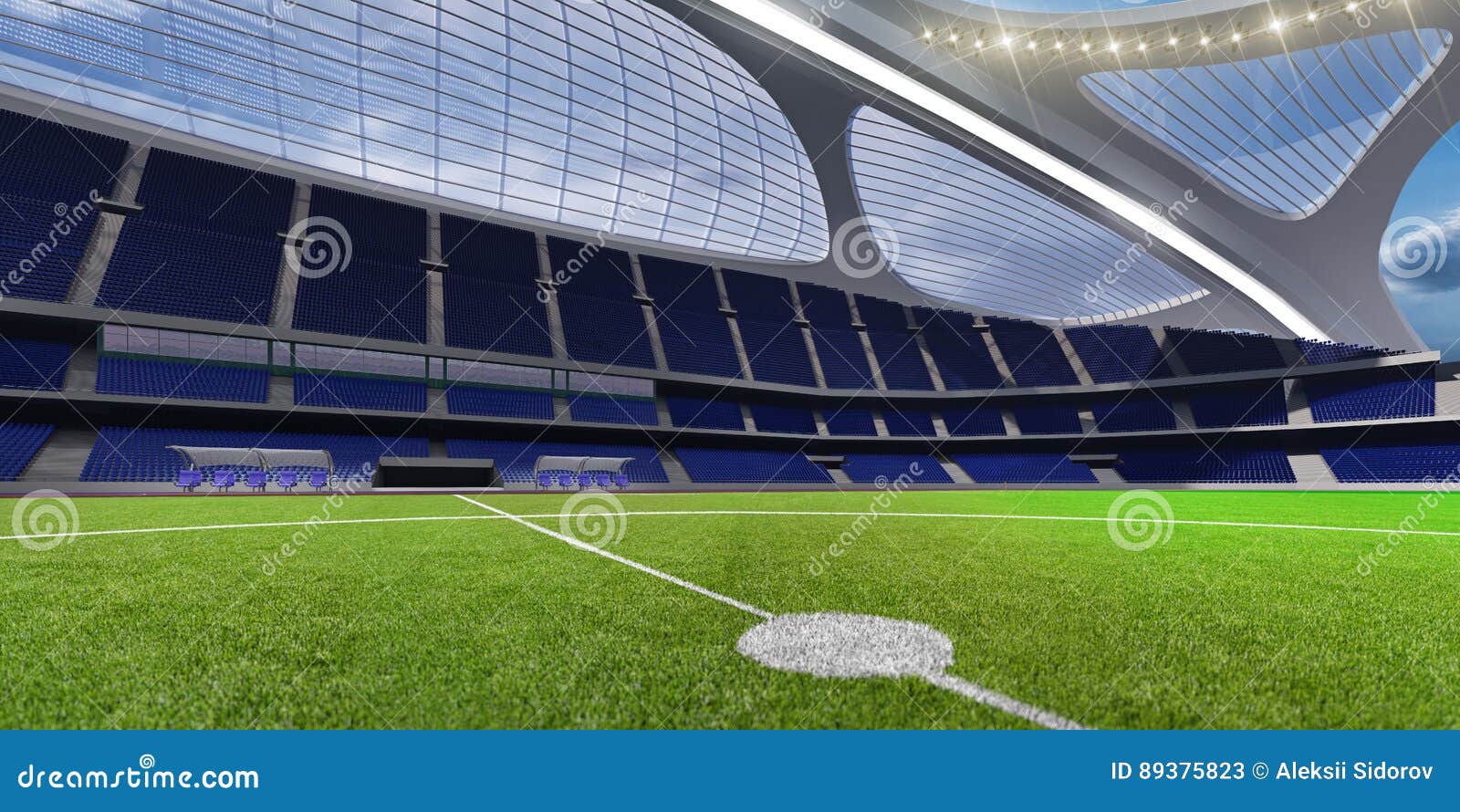 3d Render Emptry Hi-tech Stadium Evening without People Stock ...