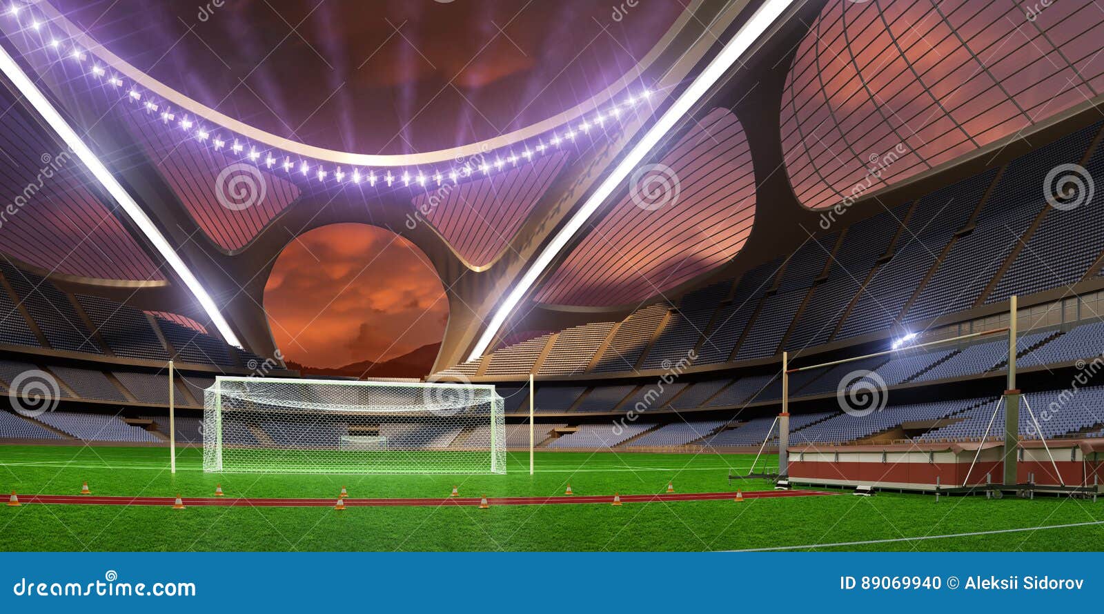 3d Render Emptry Hi-tech Stadium Evening without People Jump Track ...