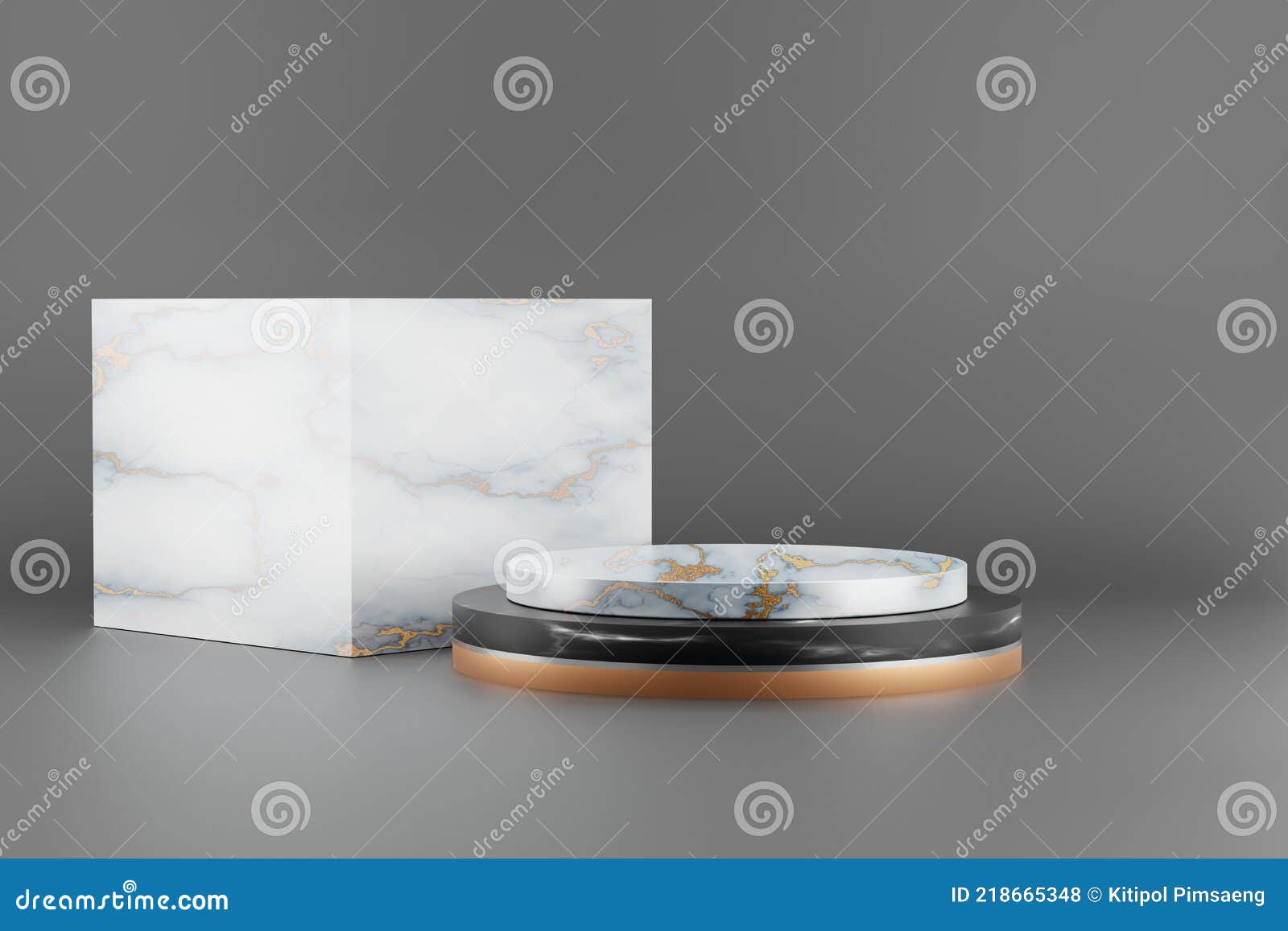 3d Render of Empty Black and White Marble Stand Design for Product ...