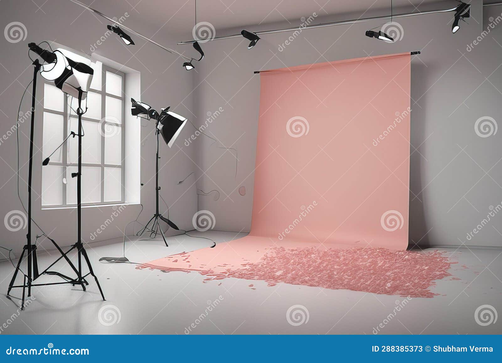 3 D Render of Empty Photo Studio with Pink Studio Background3 D Render ...