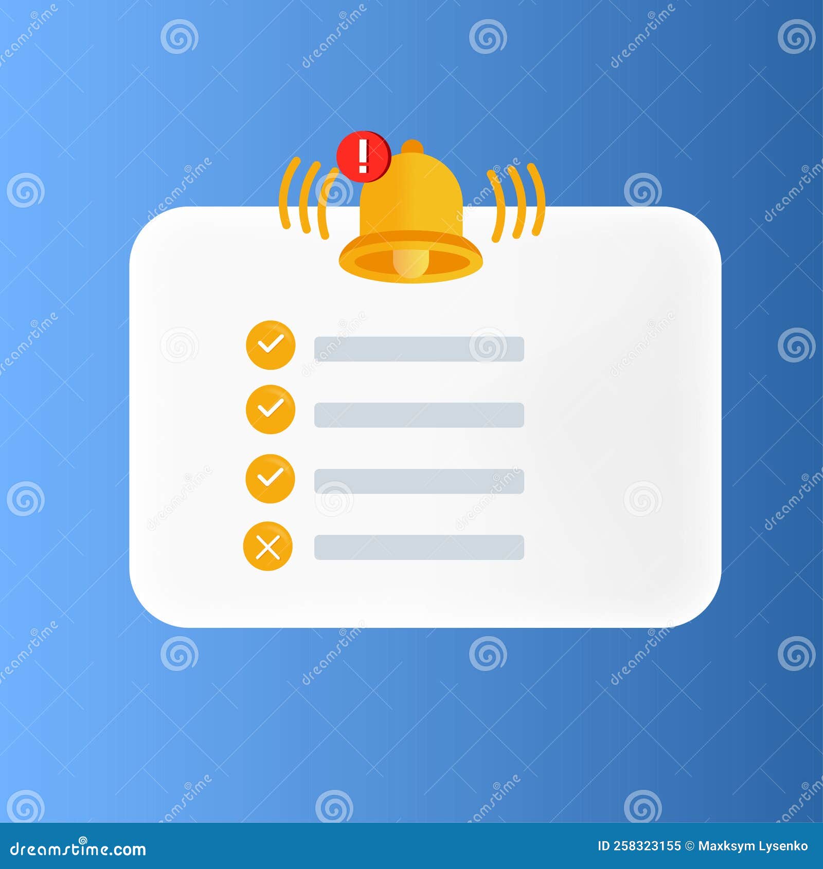 3d Render Empty Reminder Popup, Push Notification Icon with Cute Yellow ...