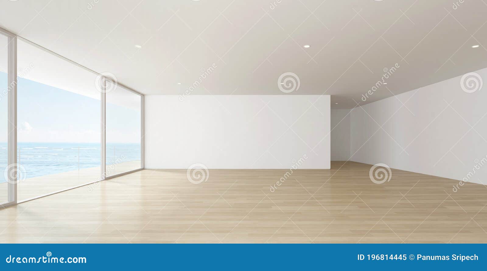 3d Render of Empty Room with Wooden Floor and Wall Stock Illustration ...