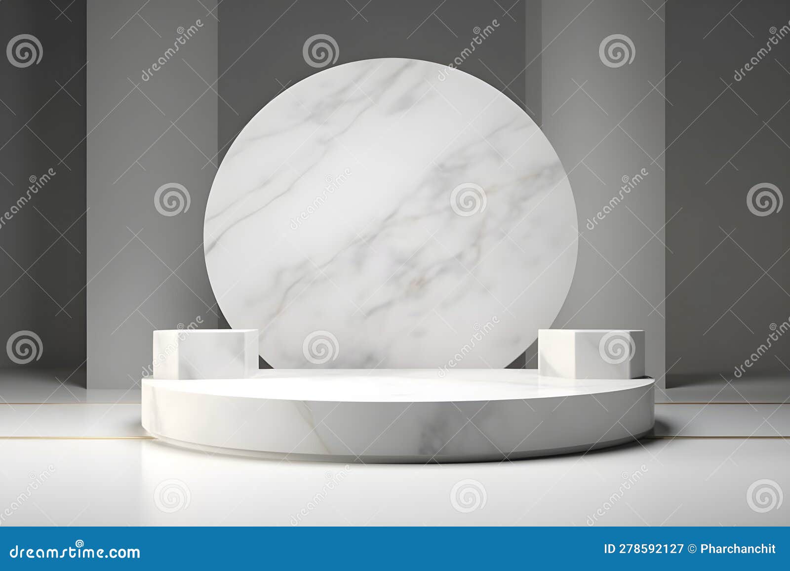 3d Render Empty Space White Marble Texture Podium. Podium for Product ...