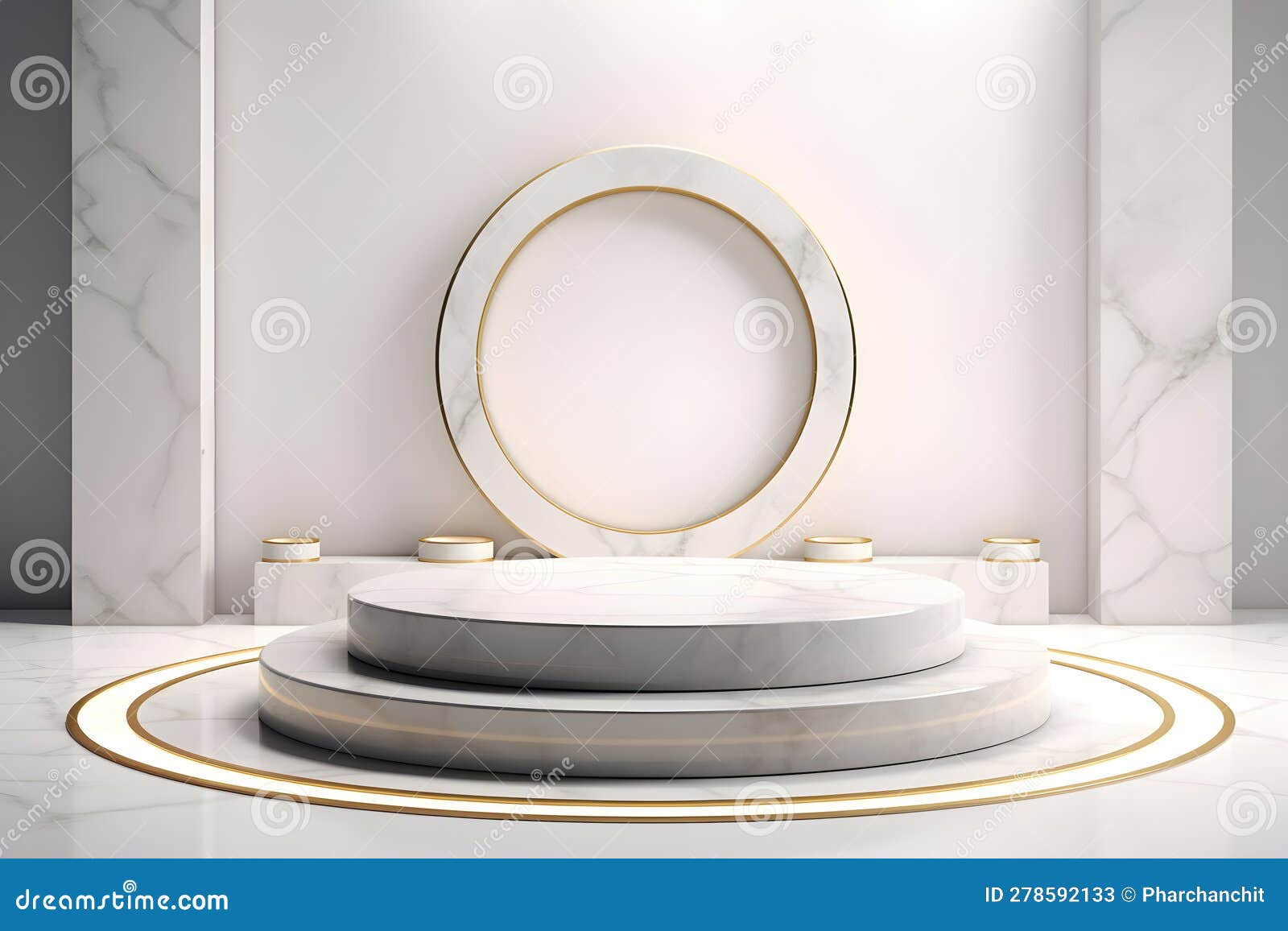 3d Render Empty Space White Marble Texture Podium. Podium for Product ...