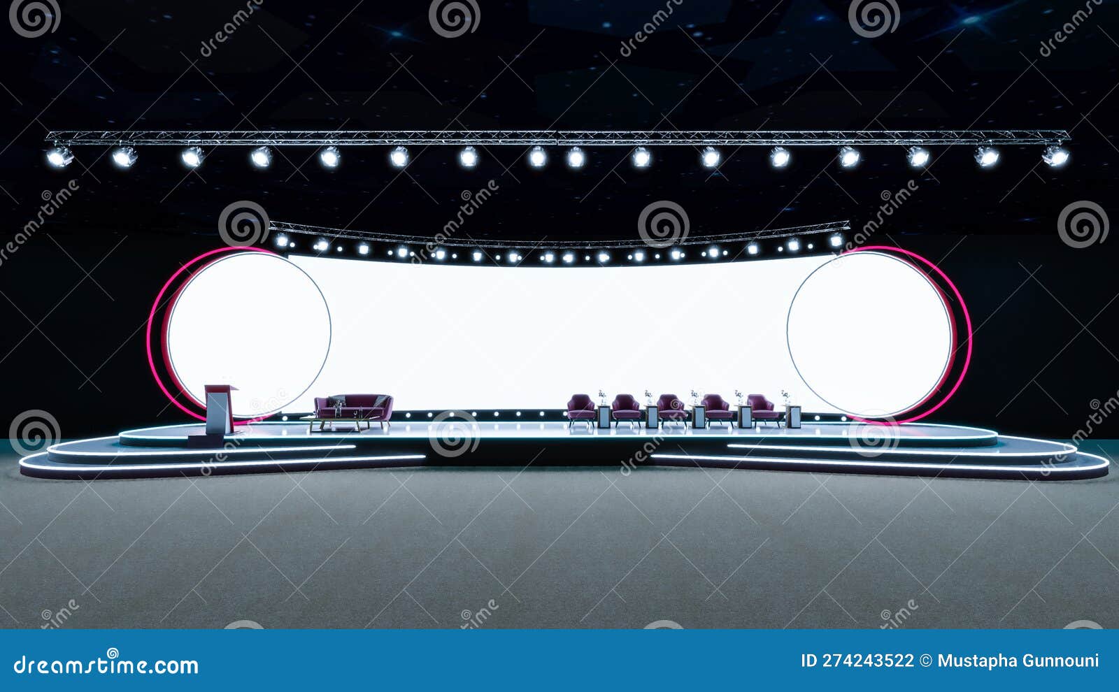 Empty Stage Design for Mockup, Stage Event with Led Screen Stock ...
