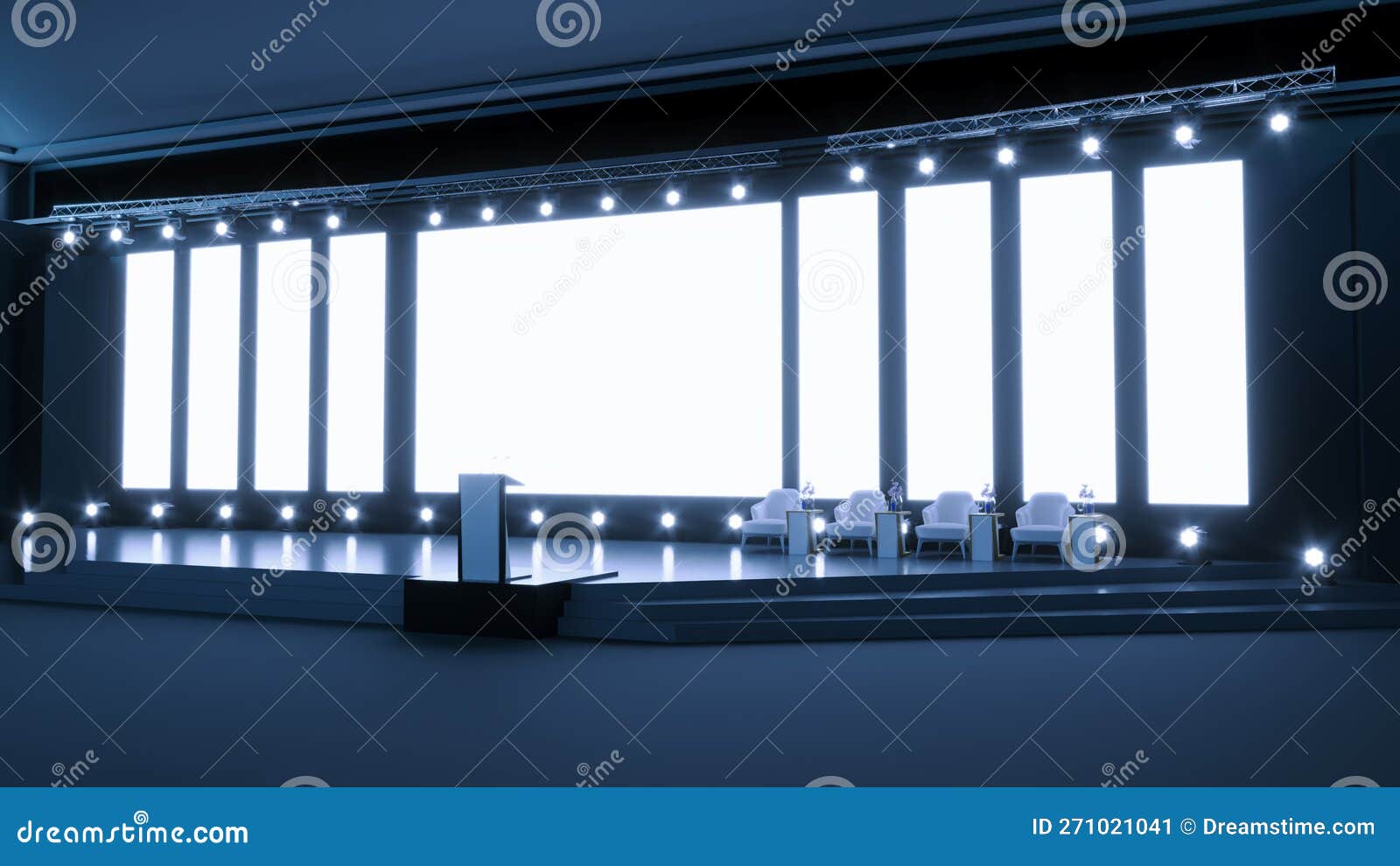 Empty Stage Design for Mockup, Stage Event with Led Screen Stock ...