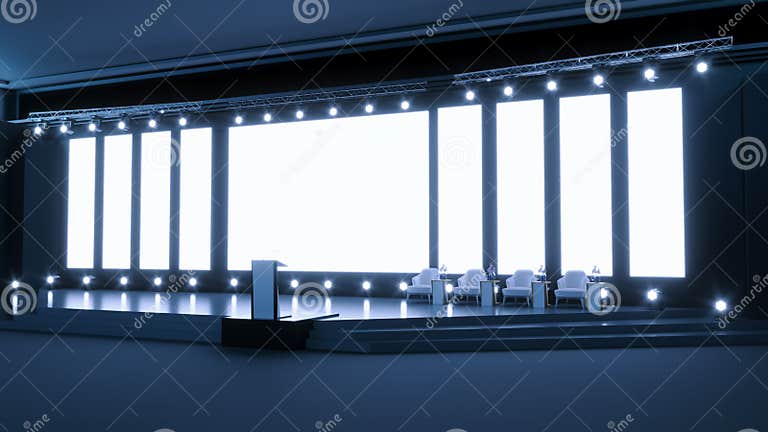 Empty Stage Design for Mockup, Stage Event with Led Screen Stock ...