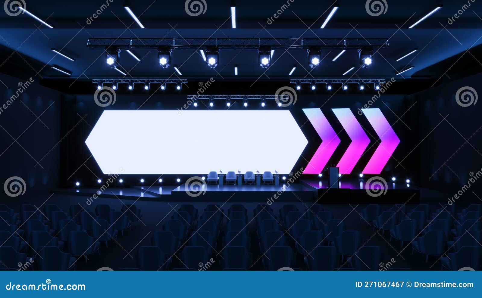 Empty Stage Design for Mockup, Stage Event with Led Screen Stock ...