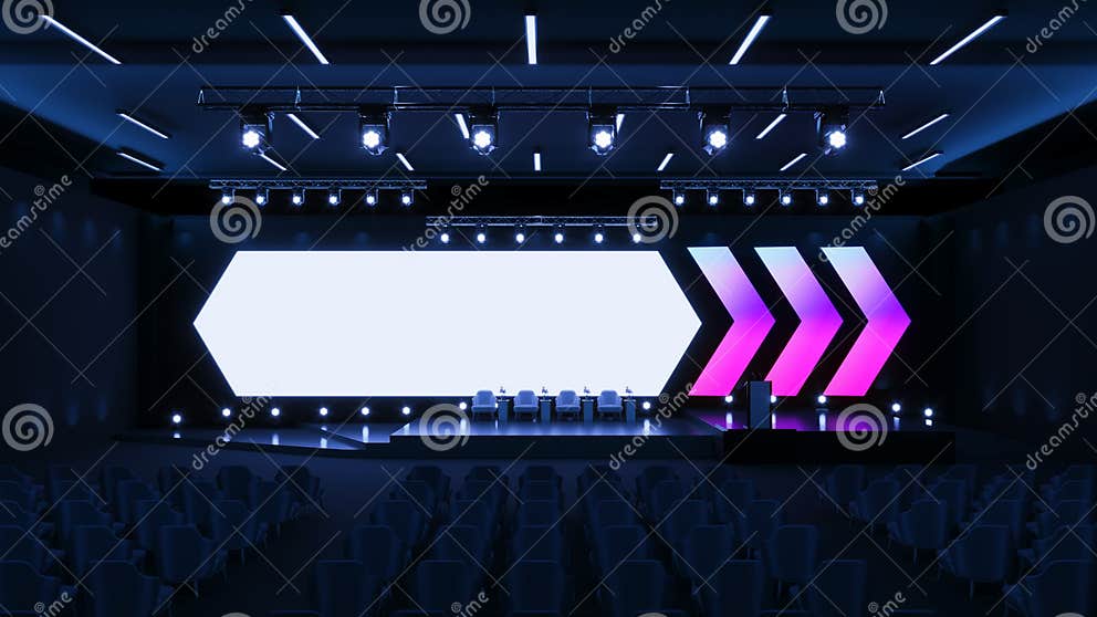 Empty Stage Design for Mockup, Stage Event with Led Screen Stock ...
