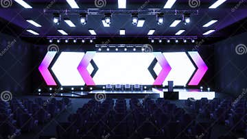 Empty Stage Design for Mockup, Stage Event with Led Screen Stock ...