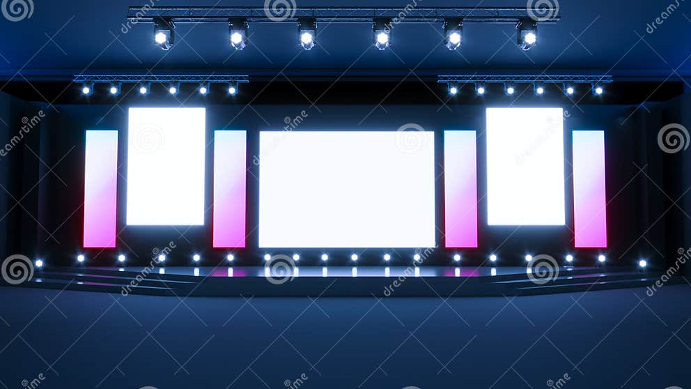 Empty Stage Design for Mockup, Stage Event with Led Screen Stock ...