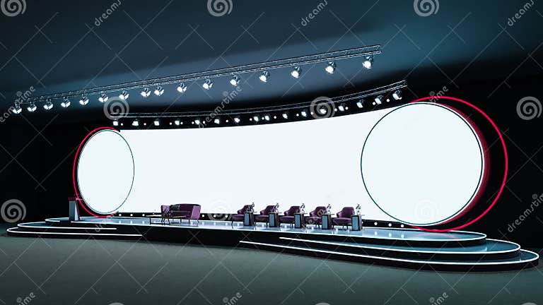 Empty Stage Design for Mockup, Stage Event with Led Screen Stock ...