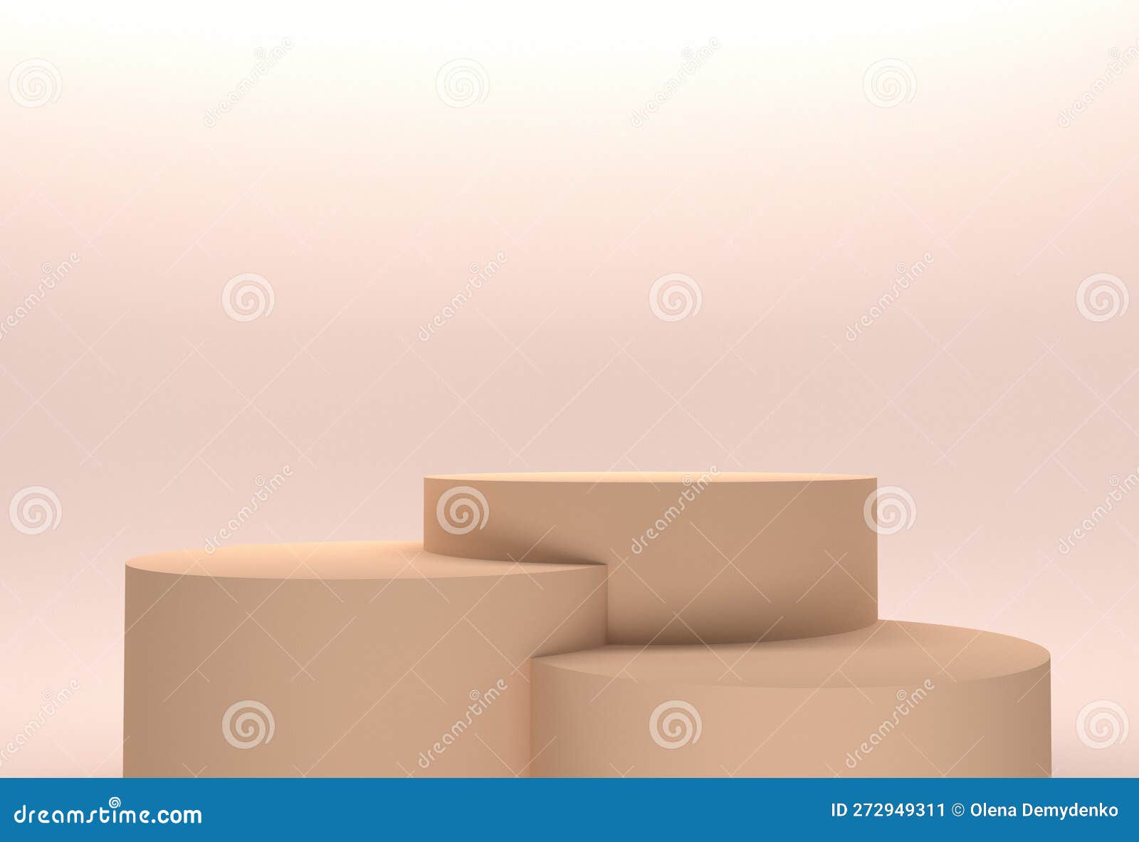 3d Render of Empty Stand Step Design for Product Display, 3 Cylinders ...