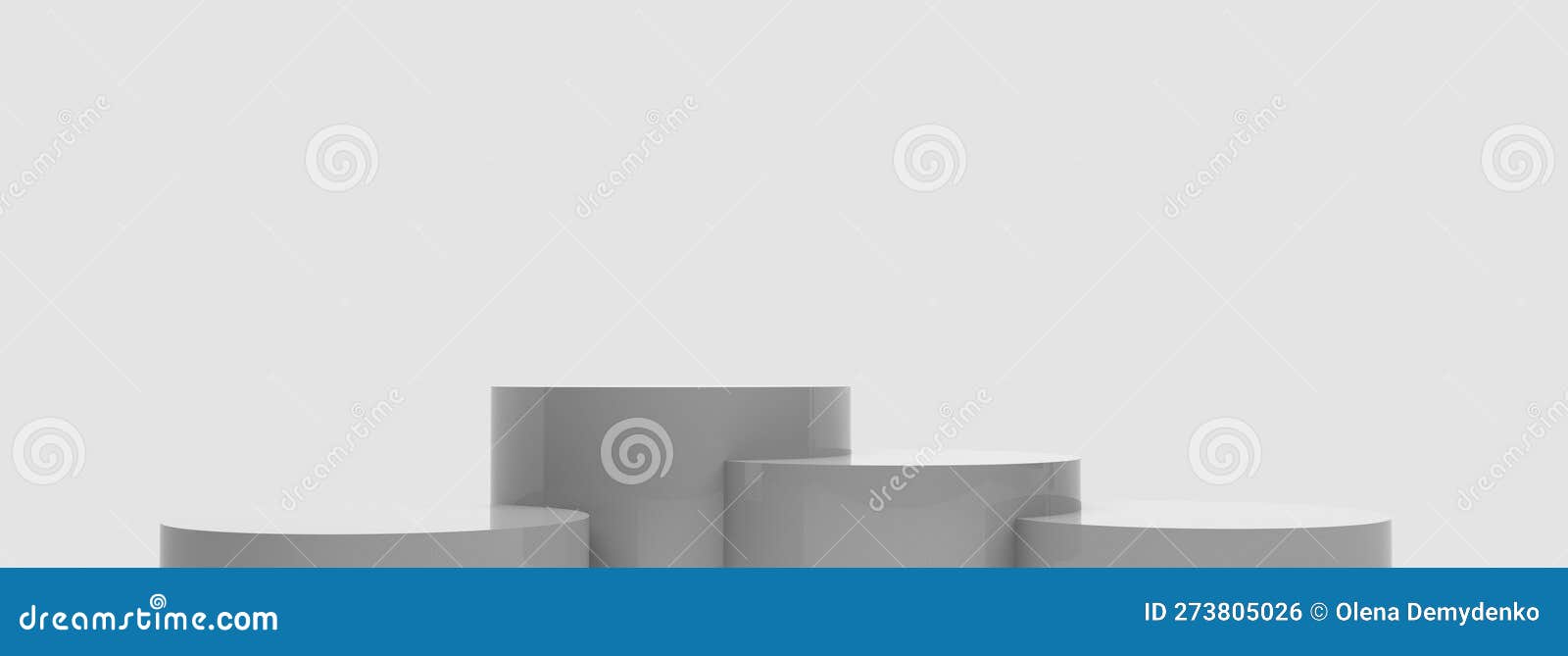 3d Render of Empty Stand Step Design for Product Display, 3 Cylinders ...