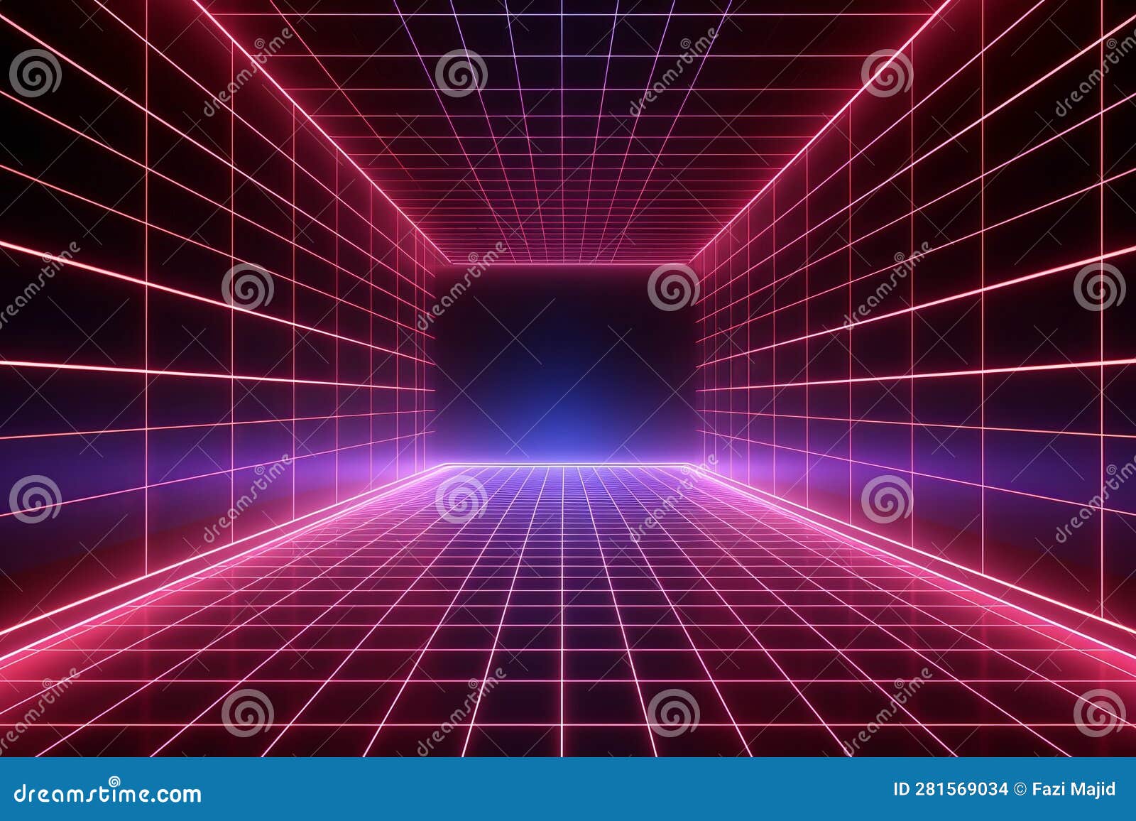 3D Space With Grid Of Lines. Animation. Multi-level Grid Of Thin Lines ...