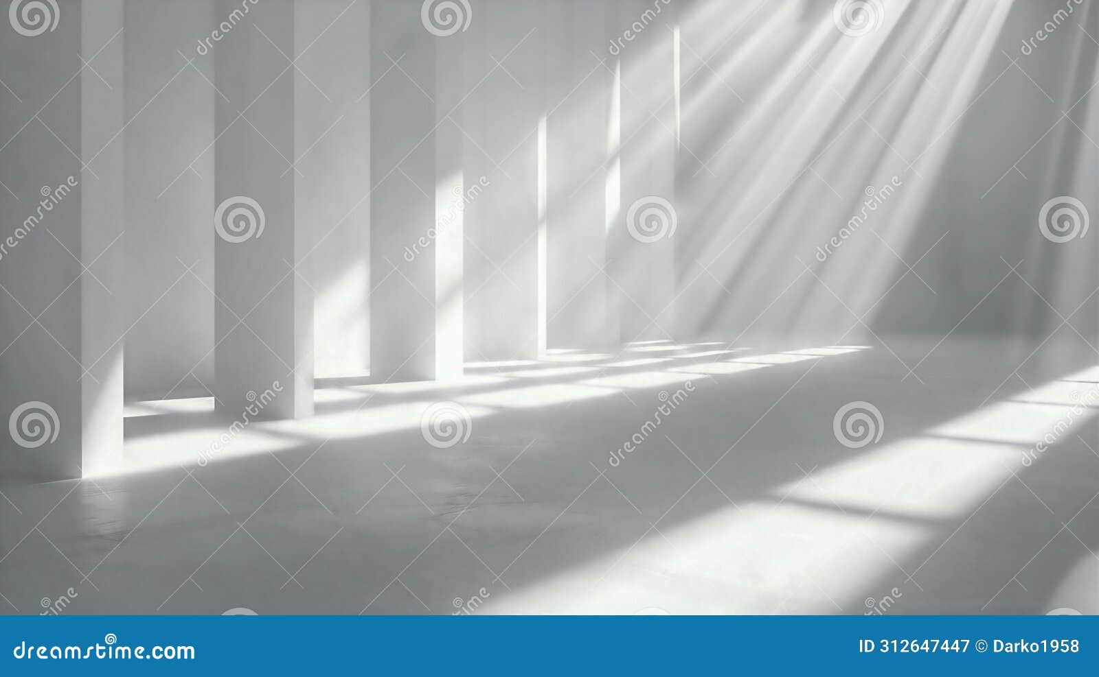 3d Render of Empty White Room with Light Rays and Shadows on the Floor ...