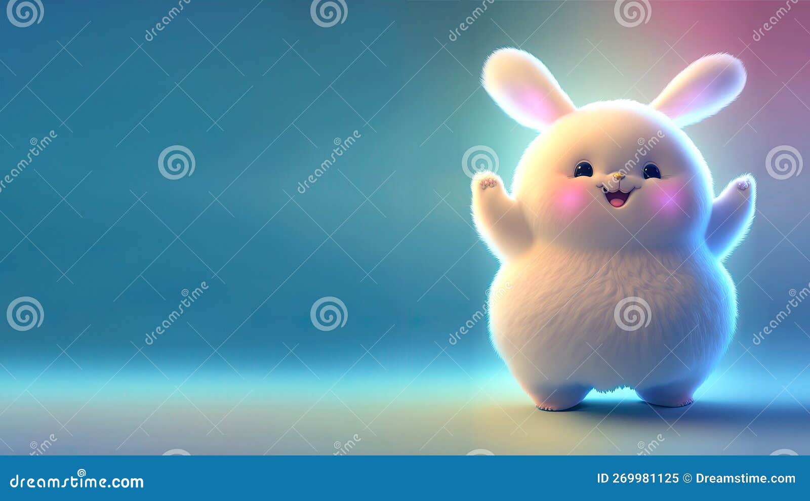 3D Render Of Existed Rabbit Or Bunny Character Standing On Shiny ...
