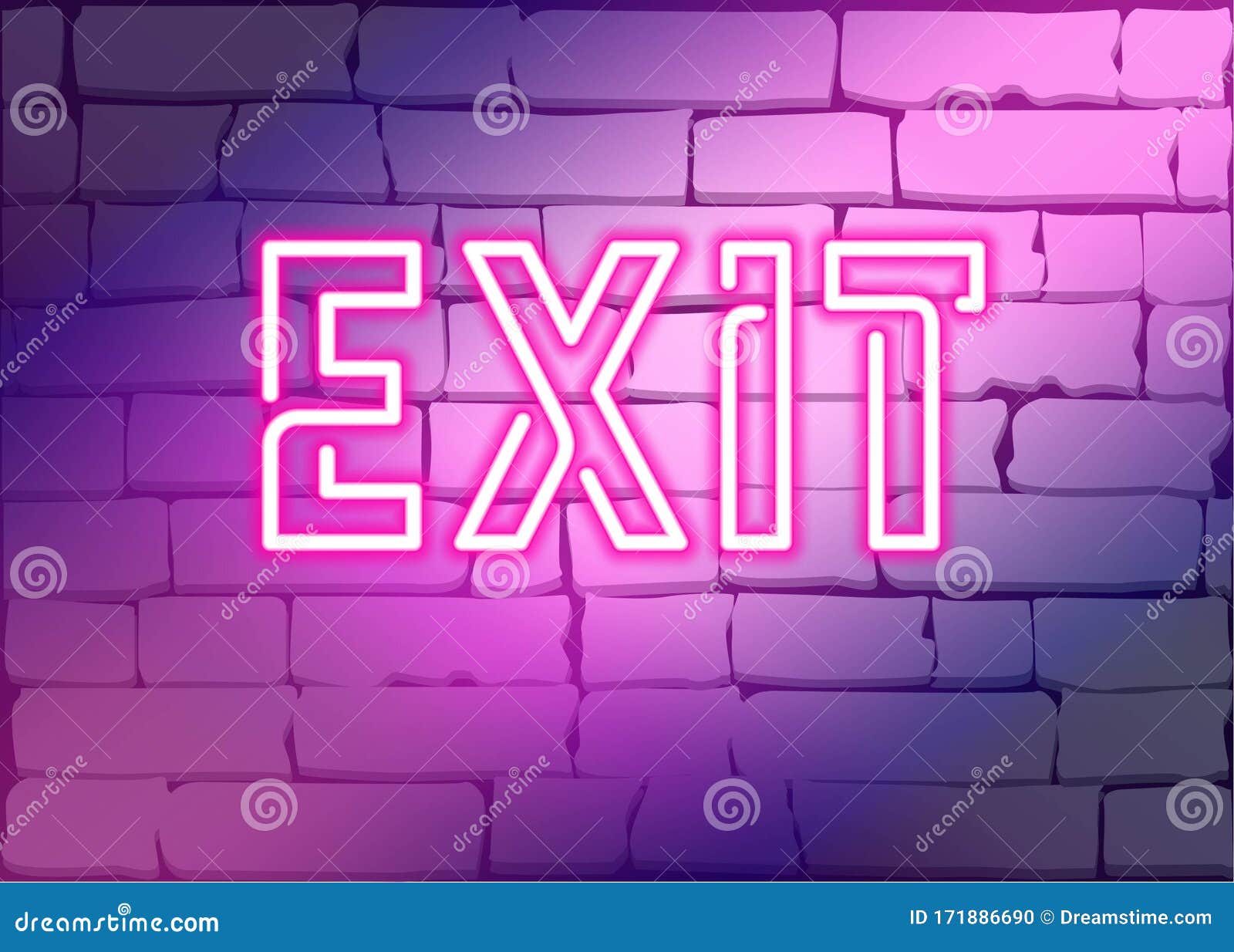 3d Render Exit Neon Sign Isolated on Black Background Stock Vector ...