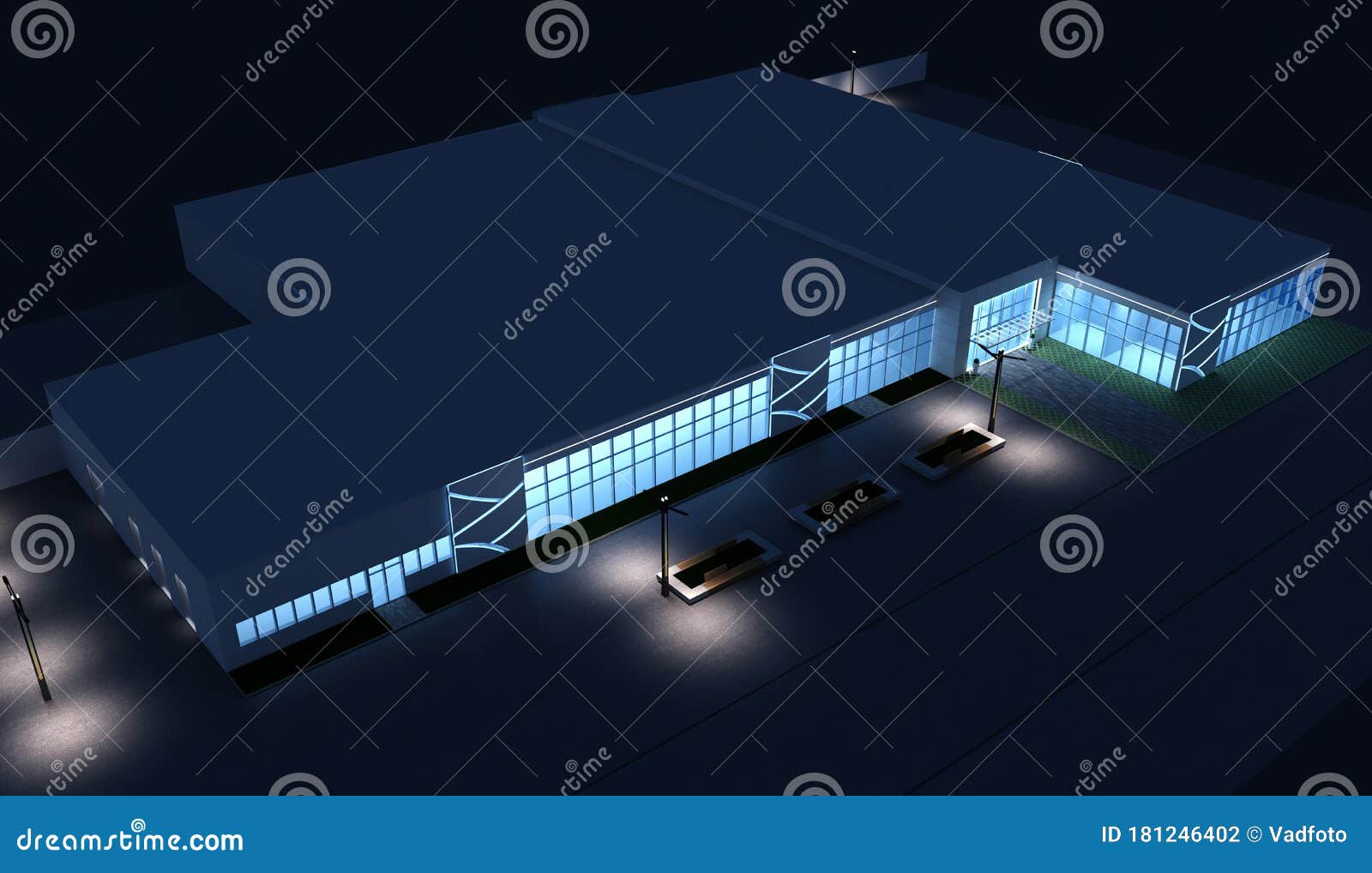3d Render Exterior Mall at Night, Exterior Visualization, 3D ...