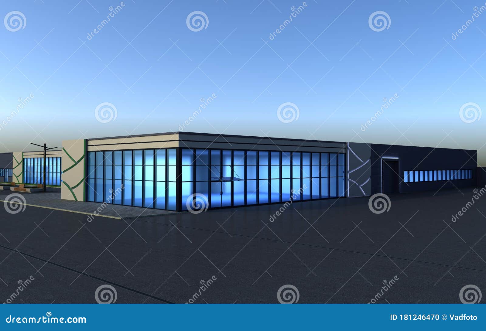 3d Render Exterior Mall at Night, Exterior Visualization, 3D ...