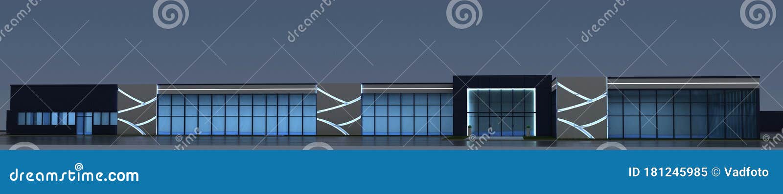 3d Render Exterior Mall at Night, Exterior Visualization, 3D ...