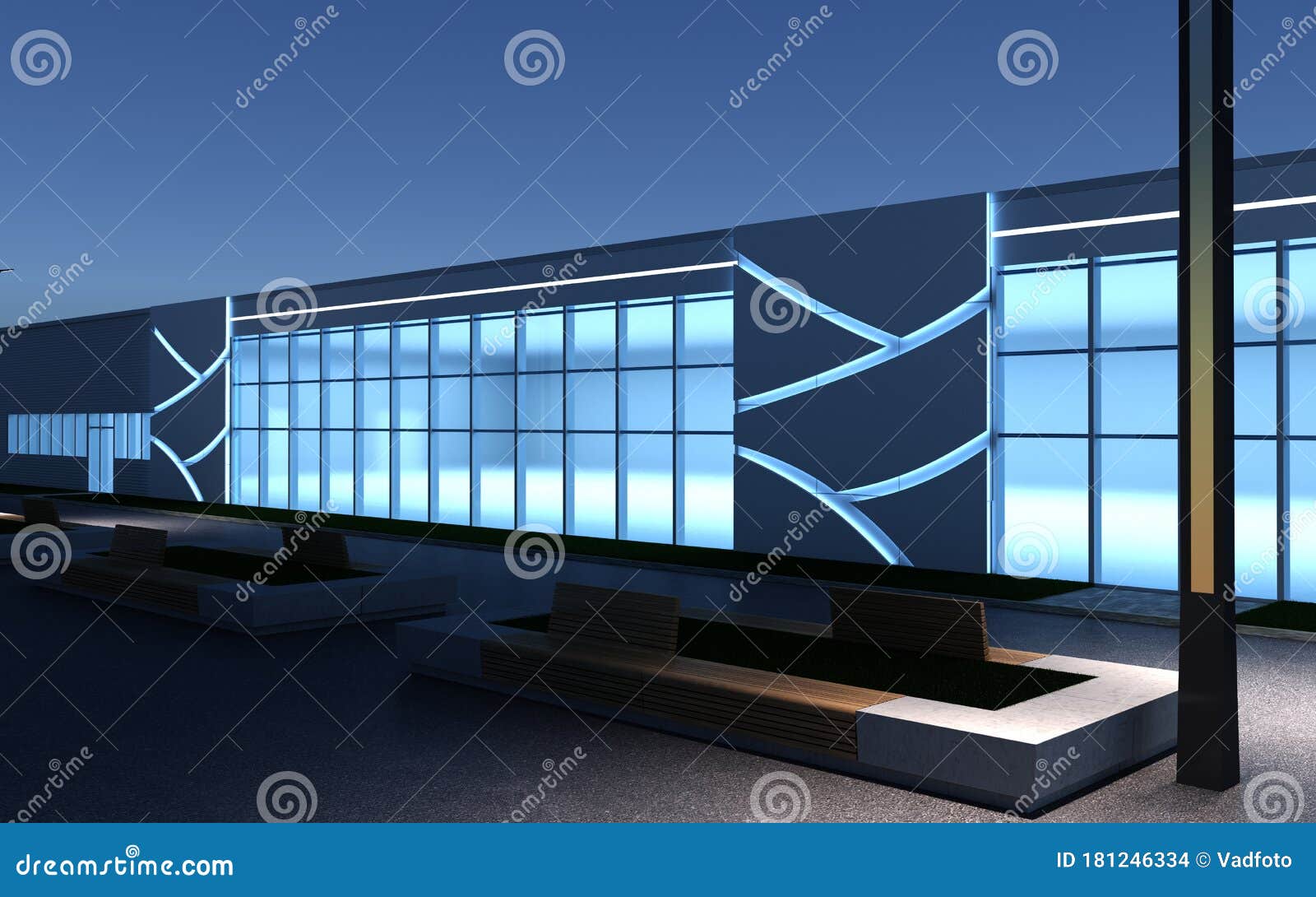 3d Render Exterior Mall at Night, Exterior Visualization, 3D ...