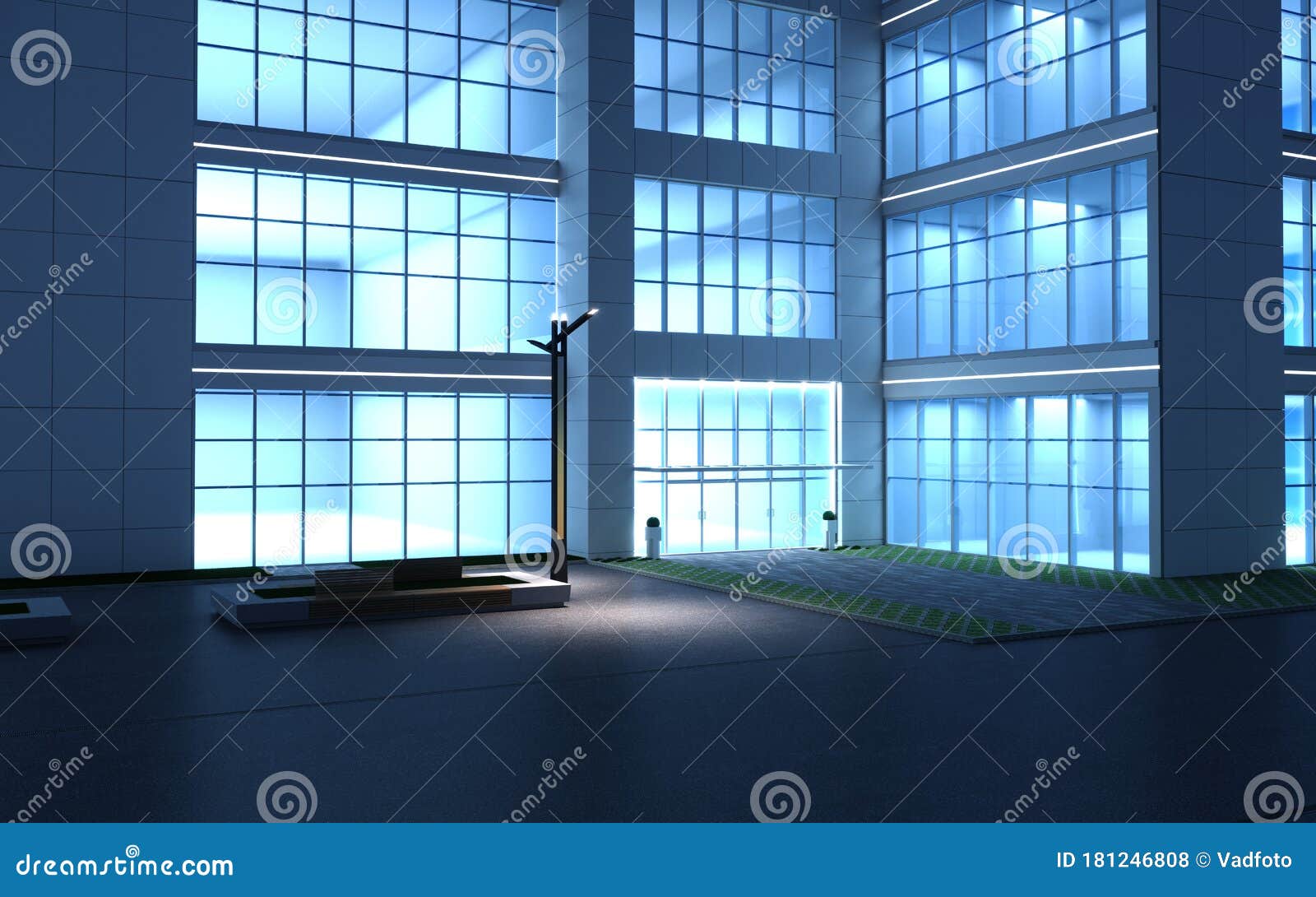 3d Render Exterior Mall at Night, Exterior Visualization, 3D ...