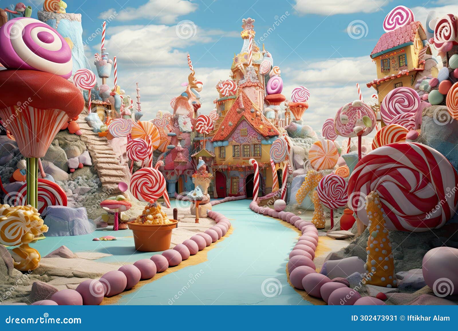 3d Render of a Fairy Tale Castle with Sweets and Lollipops, AI ...