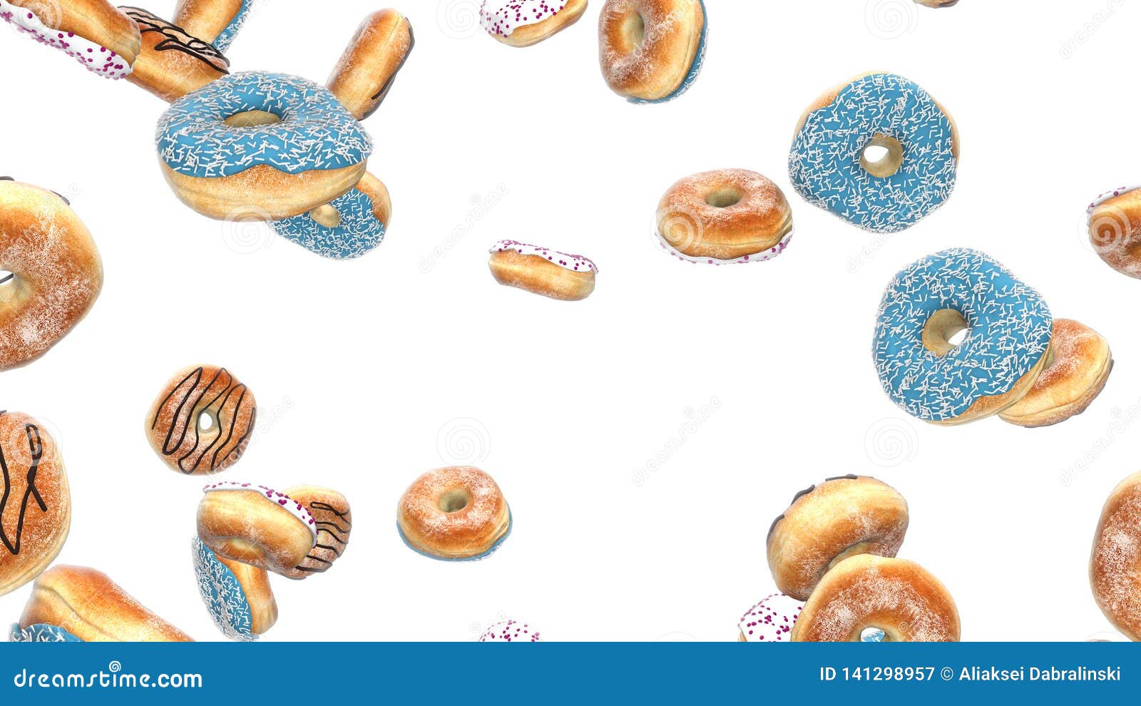 Falling Donuts. Realistic Sweet Color Glazed Baked Goods, Flying Pastry ...