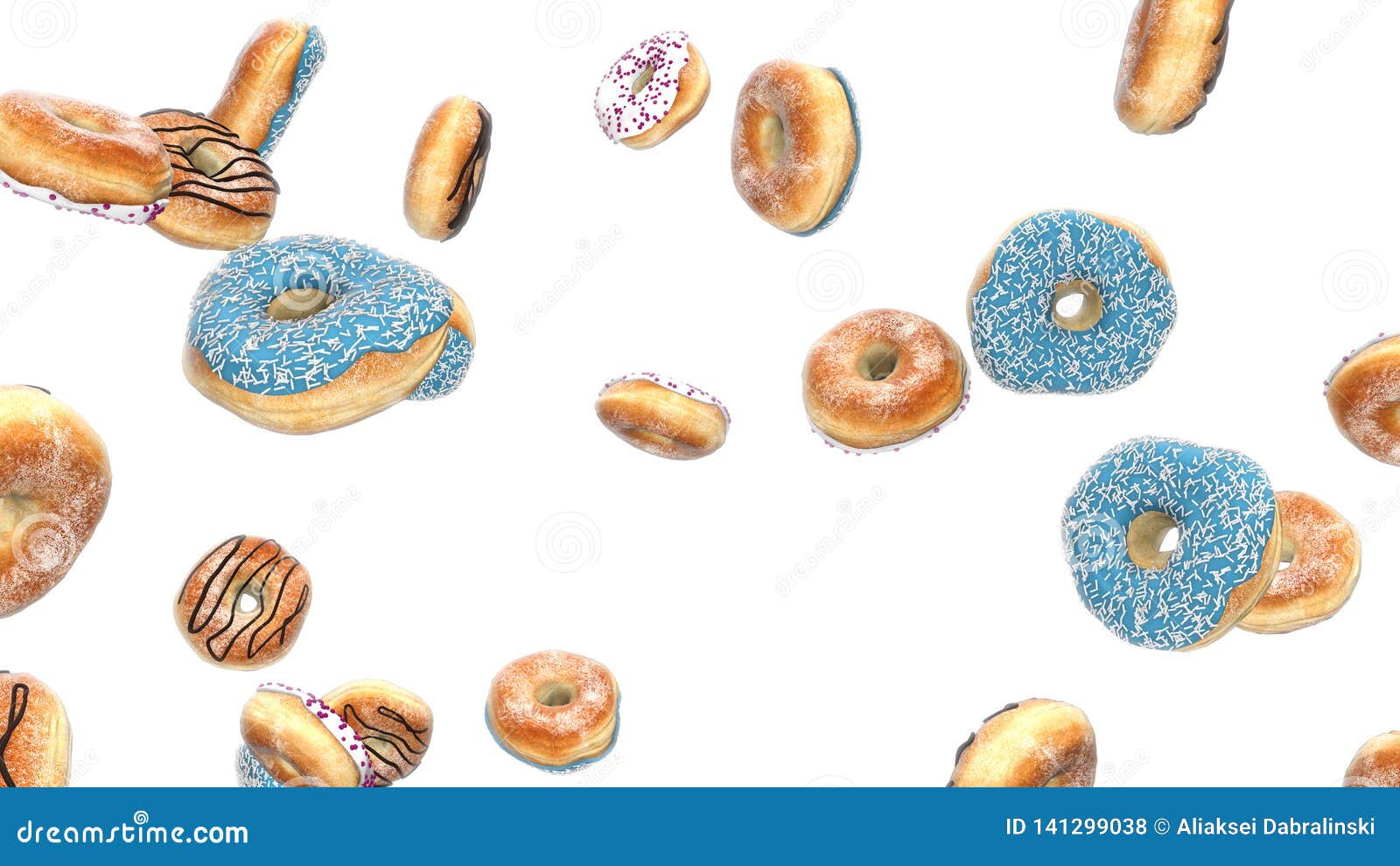 Falling Donuts. Realistic Sweet Color Glazed Baked Goods, Flying Pastry ...