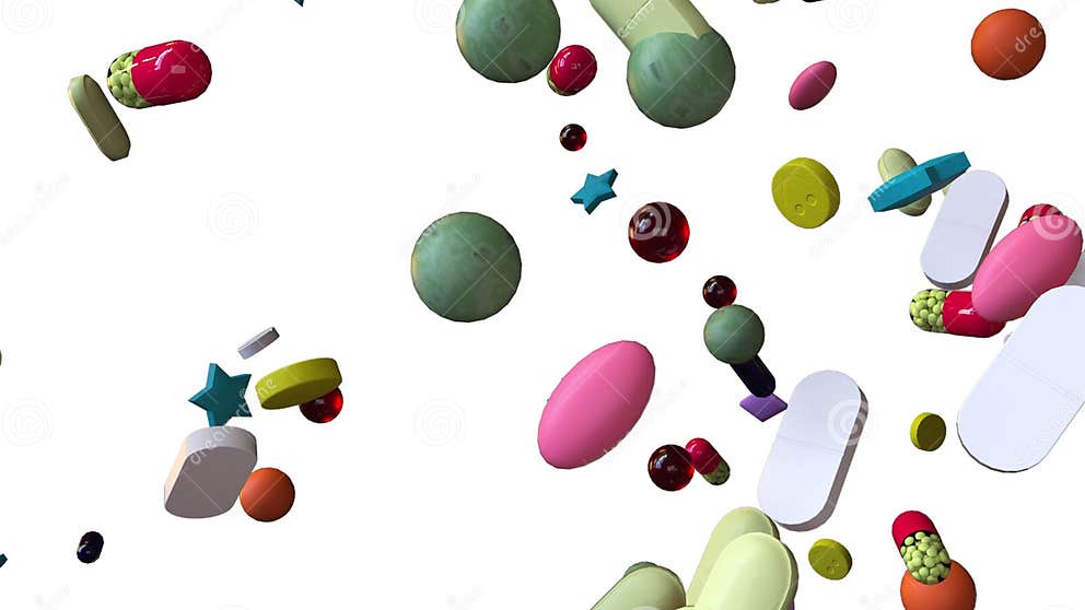 3d render falling pills stock illustration. Illustration of narcotic ...