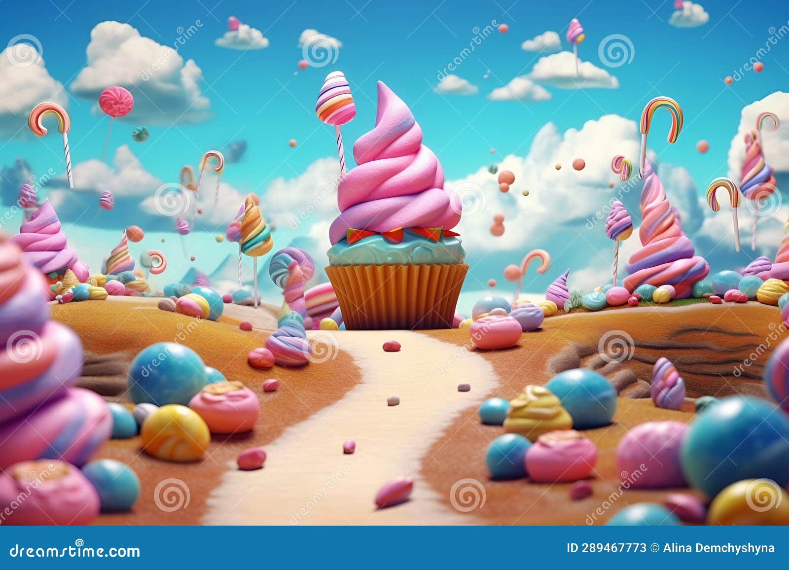 3D Render Fantastic Colorful Candyland Stock Illustration ...