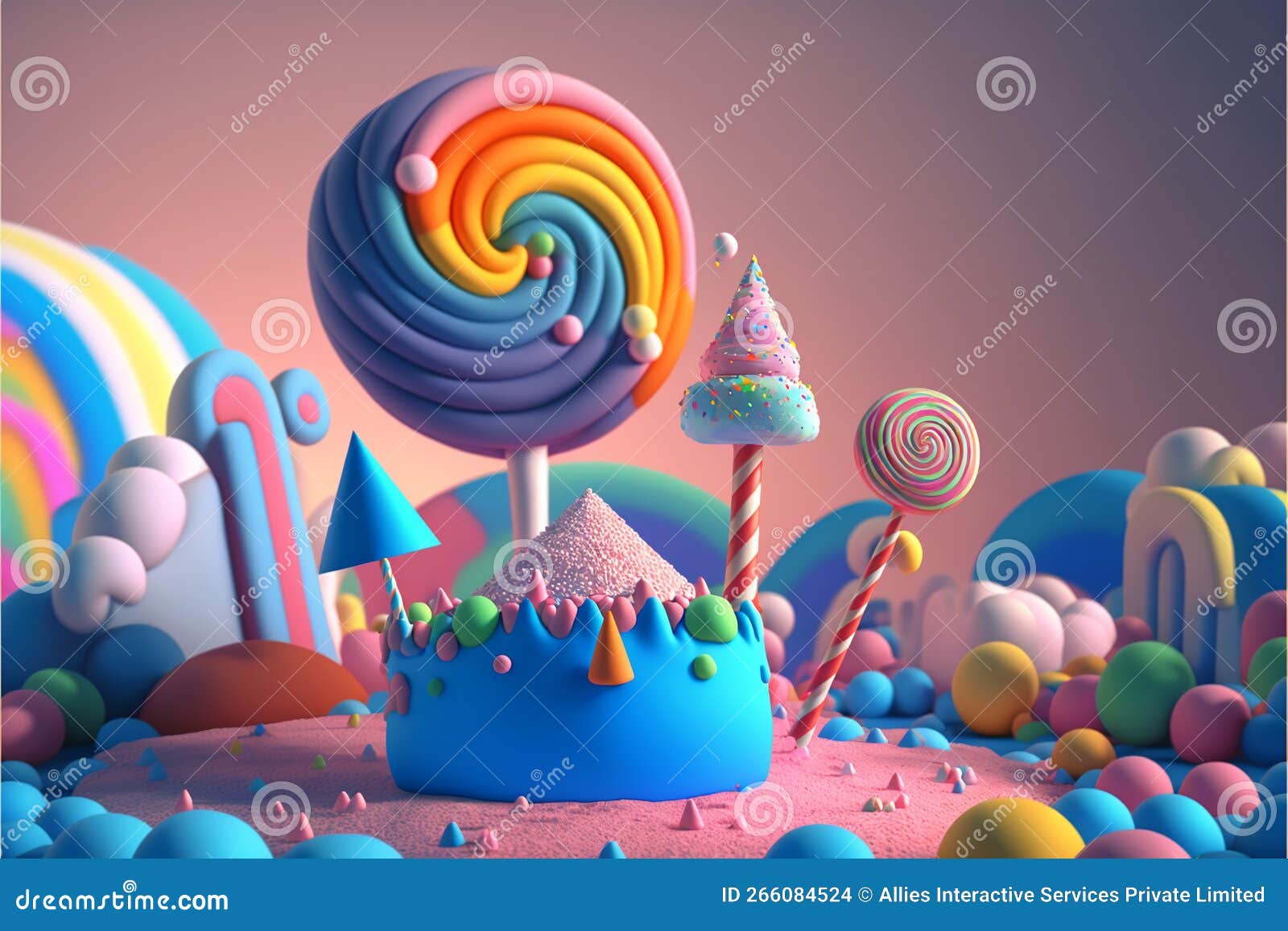 3D Render, Fantasy Colorful Candyland Stock Illustration - Illustration ...