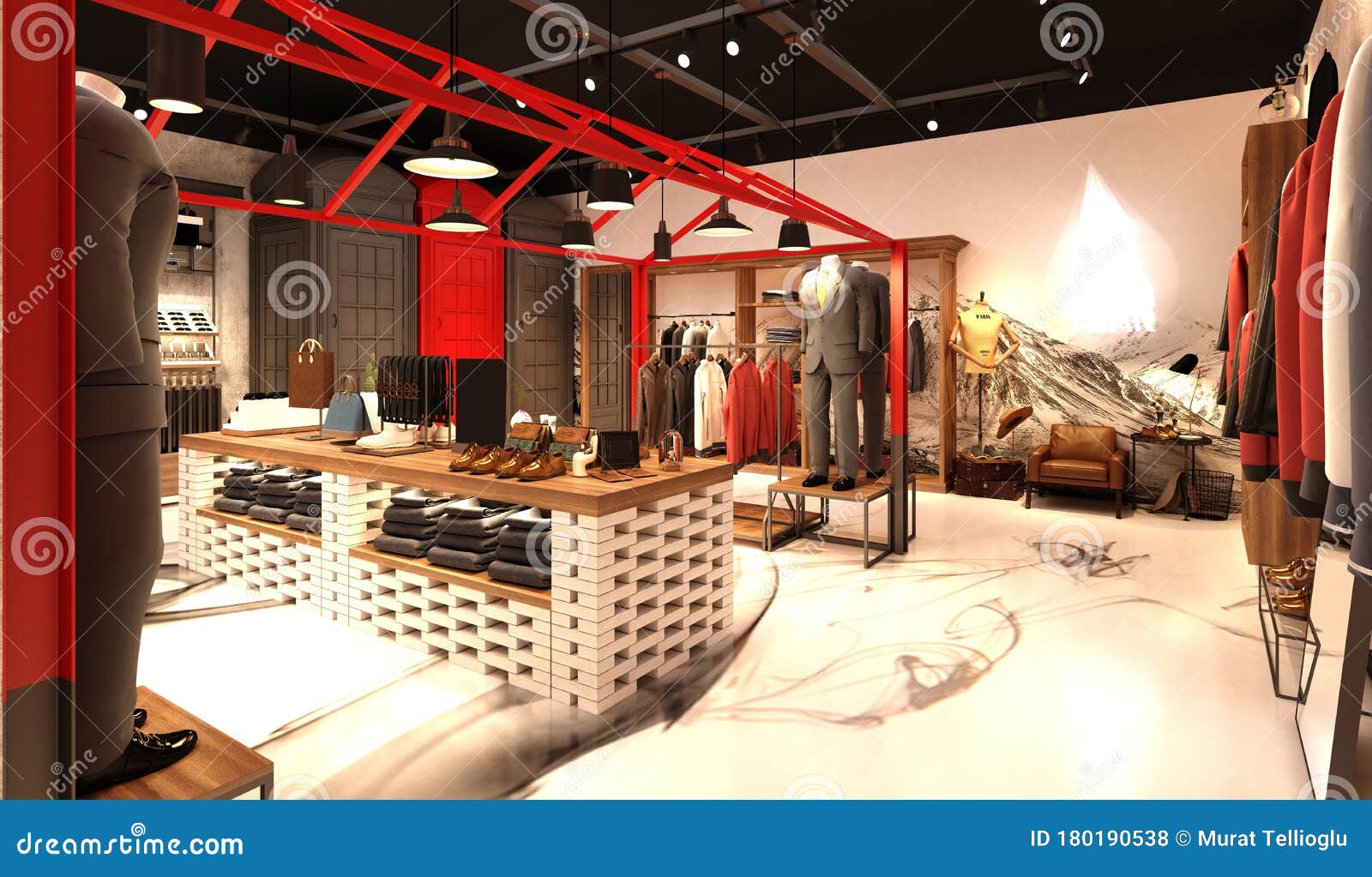 3d Render of Fashion Cloth Shop Stock Illustration - Illustration of ...