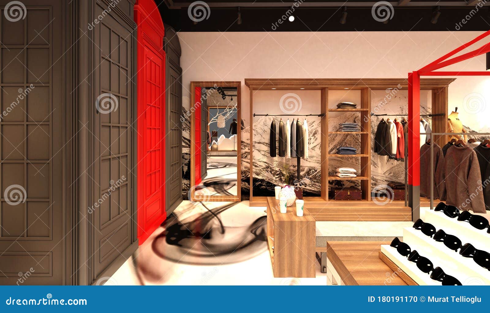 3d Render of Fashion Cloth Shop Stock Illustration - Illustration of ...