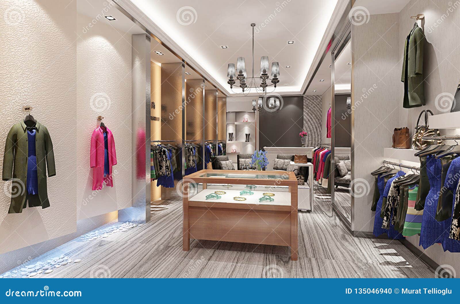 3d render of fashion shop stock illustration. Illustration of design ...