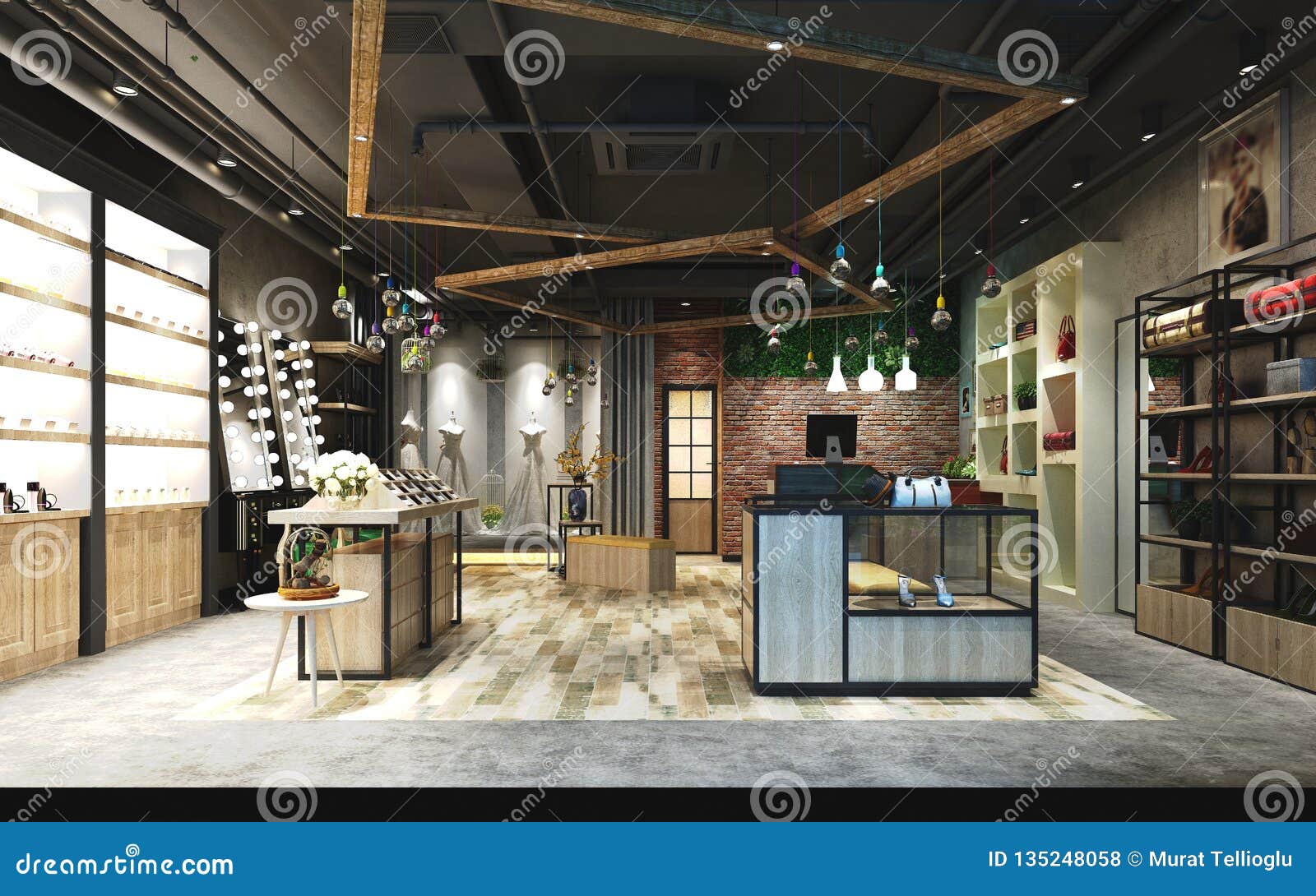 3d render of Fashion Shop stock illustration. Illustration of ...