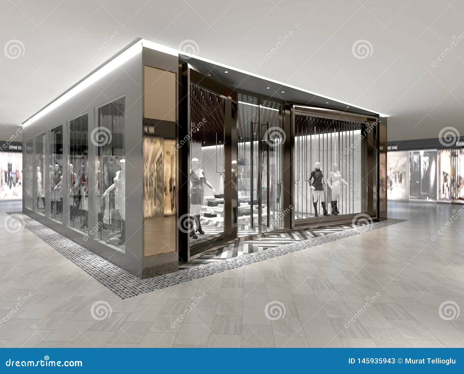3d render fashion shop stock illustration. Illustration of front ...