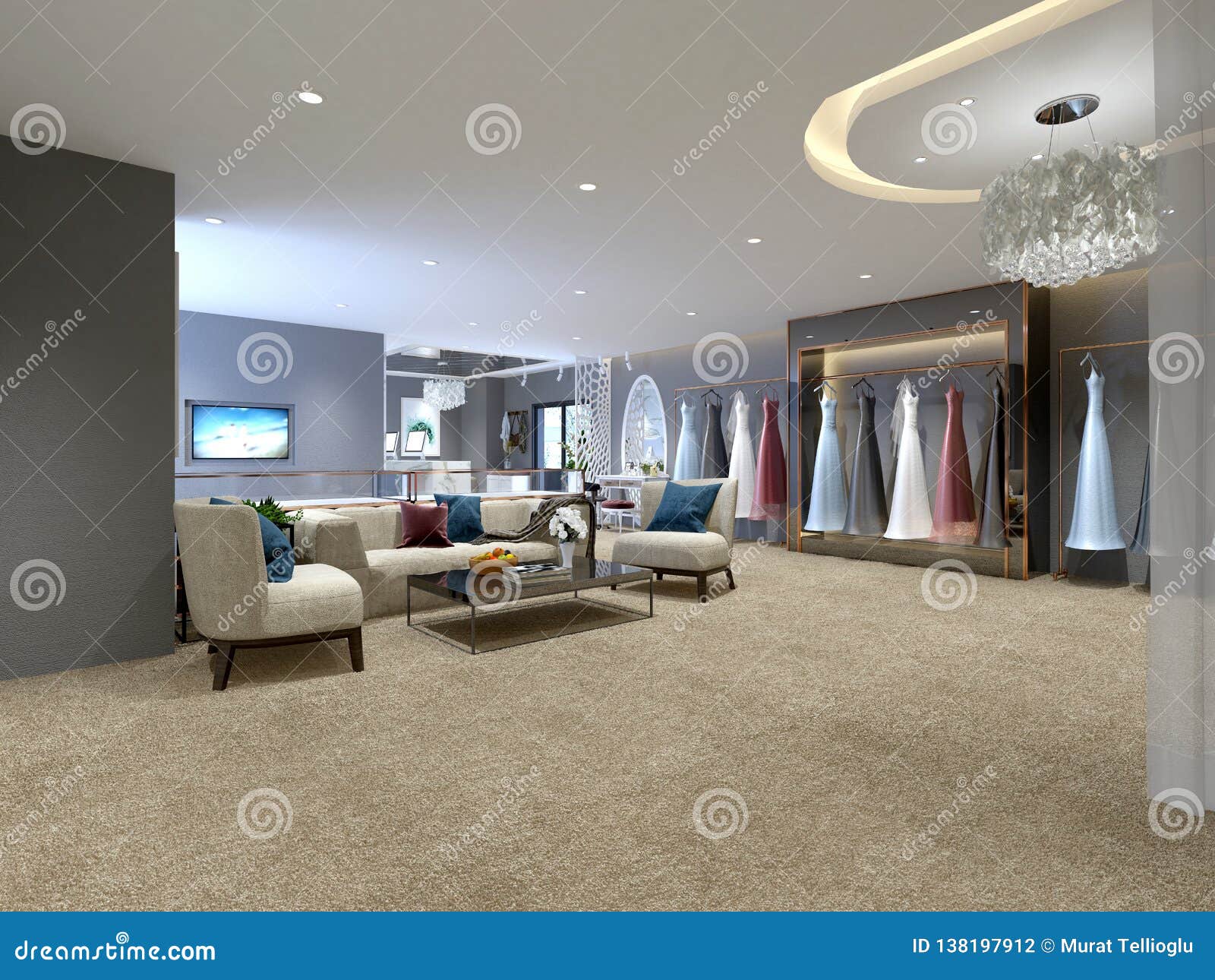 3d render fashion shop stock illustration. Illustration of geometric ...