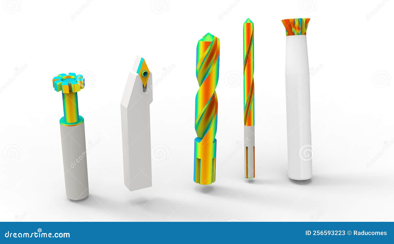 3D Render - FEA Analysis Of An Isolated Machining Tools Stock ...